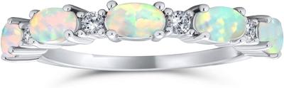 China Petite Gemstone Micro Pave CZ Halo Created White Opal Ring Pear Shape Teardrop for sale