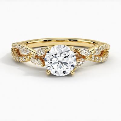 Cina Sparkling Round And Marquise Sleek Chevron Shaped Ring With 9K Gold in vendita