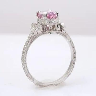 Cina 2,11 carati S925 Sterling Silver Natural Pink Sapphire CZ Ring Moissanite Engagement in vendita