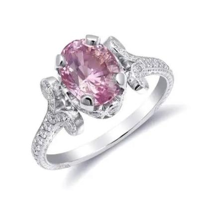 Cina 2,11 carati S925 Sterling Silver Natural Pink Sapphire CZ Ring Moissanite Engagement in vendita
