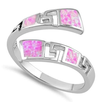 Cina 925 con nozze uniche Ring For Women dell'opale di fuoco del laboratorio di rosa del modello di Sterling Silver Greek in vendita