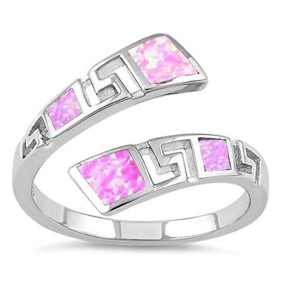 Cina 925 con nozze uniche Ring For Women dell'opale di fuoco del laboratorio di rosa del modello di Sterling Silver Greek in vendita