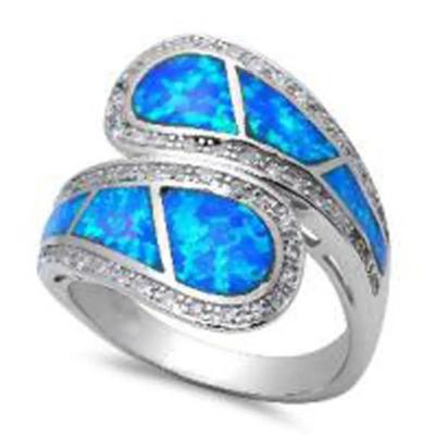 China Gioielli blu di Opal Greek Key Design Wraparound 925 Sterling Silver Ring Handmade Opal per le donne for sale
