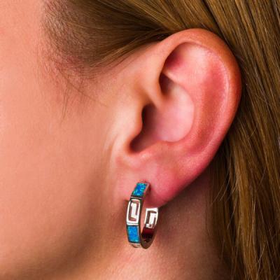 Cina 925 che il giro chiave greco ciondola il laboratorio blu hanno creato Opal Earrings 3,9 grammi di annata della proprietà per le ragazze in vendita