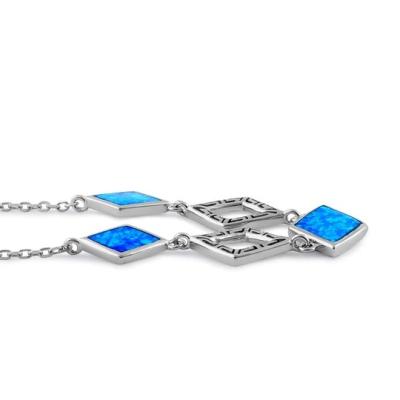 China Gioielli di Diamond Stone Engagement Sterling Silver, laboratorio blu Opal Necklace greco for sale