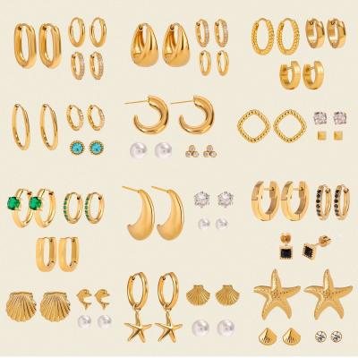 China 【 HydroTi]】Europe and the United States hot stainless steel zirconia earrings senior sense of niche pearl earrings titanium steel ear jewelry for sale