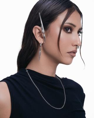 China Small Stylish  Waterproof Earrings Saber Silver Ear Cuff for sale