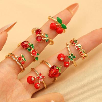 China 3.565g 8# Copper Finger Ring Strawberry Round Ring for sale