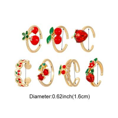 China 3.565g 8# Copper Finger Ring Strawberry Round Ring for sale