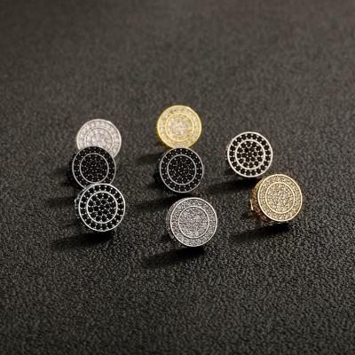 China Black Zirconium Copper Earrings  Round Diamond Earrings 3.5g for sale