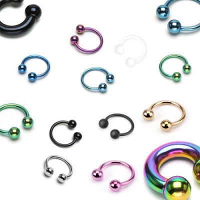 China Anodized Titanium Nose Jewelry 18k Gold Round Barbell Ball for sale