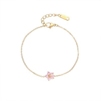 China Zircon Stone Flower Stainless Steel Bracelet for Women for sale