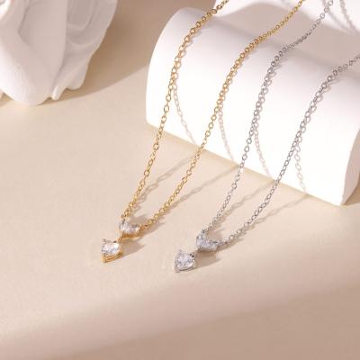 China Elegant Stainless Steel Necklace with Heart and Marquise Zircon Pendant Retail for  MOQ 2 Pieces for sale