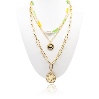 China Golden Moon Fashion Gold Necklace Jewelry Sets with Acrylic Pear Beads Necklace for Women for sale