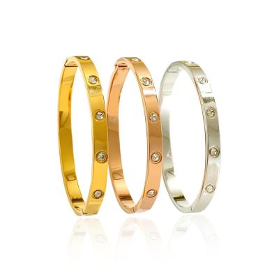 China Trendy Waterproof Gold Plated Stainless Steel Bracelet Bangles For Women 4mm for sale