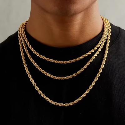China Non Tarnish No Fade Stainless Steel Rope Chain Jewelry Necklace Rope Chain Necklace for sale
