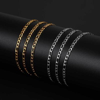 China 18inch 20inch 18k Gold Stainless Steel Chain Mens Gold Figaro Chains Necklace for sale
