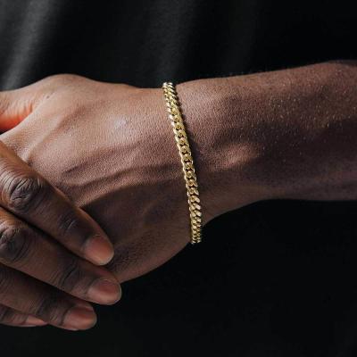 China Gold Stainless Steel Cuban Chain Bracelet Custom Hypoallergenic Men Jewelry for sale
