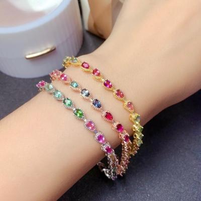 China Copper Zircon 18k Stainless Steel Bracelets Gold Plated Diamond Women Bracelet for sale