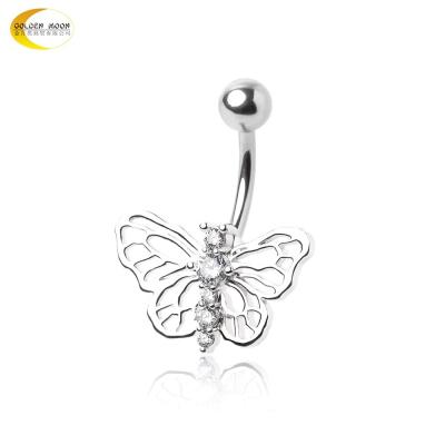 China 14G butterfly belly ring jewelry Custom SS Body Piercing Jewelry 14K Gold Plated for sale