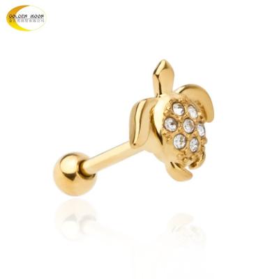 China 18K Gold Steel Body Jewelry Stud Earrings 1.0 X 8mm Ear Piercing Jewelry For Women for sale