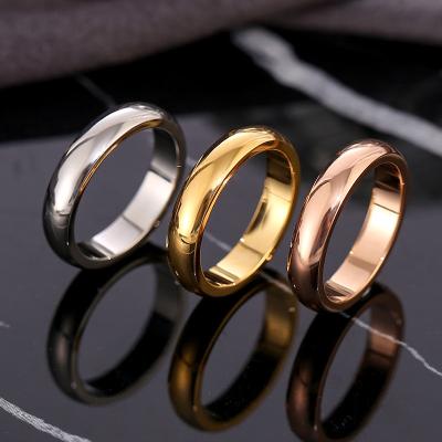 China Unisex Stainless Steel Gold Ring Set 5# 6# Couple Engagement Rings for sale