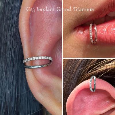 China Double Layers Titanium Nose Jewelry Earring Piercing Nose Ring Gold F136 Hinged Segment for sale