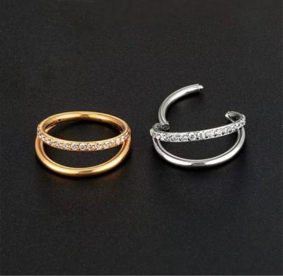 China Double Layers Titanium Nose Jewelry Earring Piercing Nose Ring Gold F136 Hinged Segment for sale