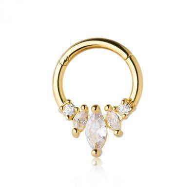 China Women Stainless Steel Body Piercing Jewelry Zircon Septum Clicker Hoop ODM for sale