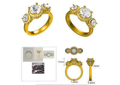 Cina Tipo di pietra RD7MM di alone 2.1ct 3 Diamond Engagement Ring Prong Setting in vendita