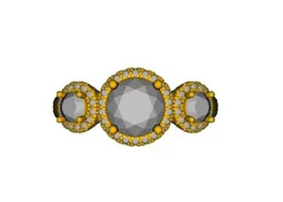 Cina Tipo di pietra RD7MM di alone 2.1ct 3 Diamond Engagement Ring Prong Setting in vendita