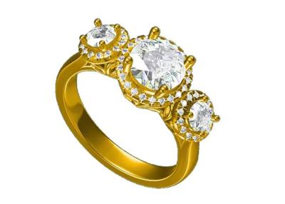 Cina Tipo di pietra RD7MM di alone 2.1ct 3 Diamond Engagement Ring Prong Setting in vendita