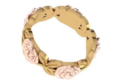 Cina tri larghezza 6mm di Ring Thickness 2mm di impegno del fiore e della foglia di colore 14K in vendita