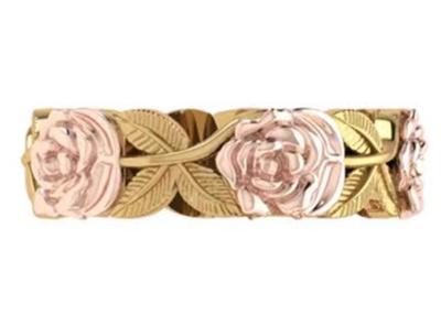 Cina tri larghezza 6mm di Ring Thickness 2mm di impegno del fiore e della foglia di colore 14K in vendita