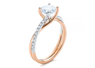 Cina Giro Criss Cross Diamond Ring Gold, 4 dimensione dell'anello di fidanzamento 6mm del forcone in vendita
