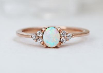 Cina Cobochon ha tagliato l'anello di oro 9K, dimensione naturale di 0.5ct Opal Ring 5×7MM in vendita
