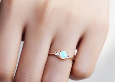Cina Cobochon ha tagliato l'anello di oro 9K, dimensione naturale di 0.5ct Opal Ring 5×7MM in vendita