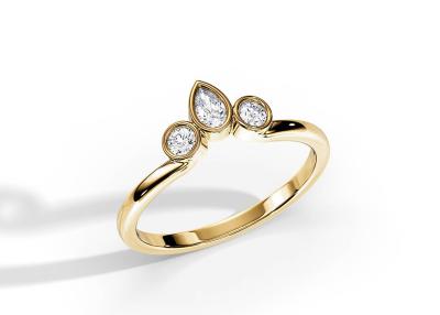 Cina Banda di nozze a forma di V 0.4CT con l'anello di fidanzamento, OEM accatastabile di 2MM Diamond Rings in vendita