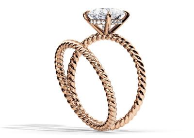 Cina Anello di oro ovale del taglio 9K 1.5ct 6×8MM con il forcone di Moissanite che mette tipo in vendita