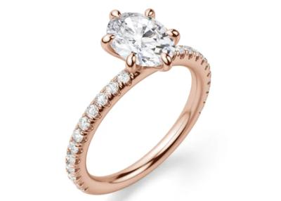 Cina Il forcone ha messo il tipo pietra di Ring Rose Gold Material With 1.5carat 6×8mm dell'argento di 9k in vendita