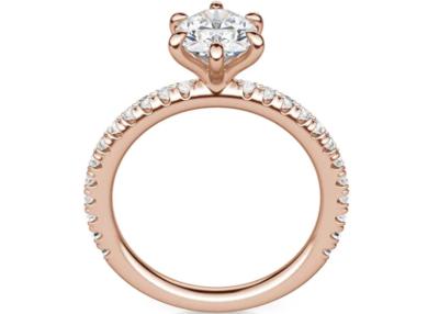 Cina Il forcone ha messo il tipo pietra di Ring Rose Gold Material With 1.5carat 6×8mm dell'argento di 9k in vendita
