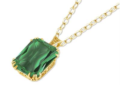 Cina Collane d'annata 2.67ct 8×10mm dell'oro 14K con Emerald Pendant naturale in vendita