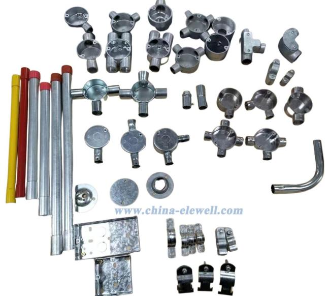 BS4568 Electric Conduit Fittings Galvanized Malleable Iron Circular Boxes 3 Way Electrical Round Box