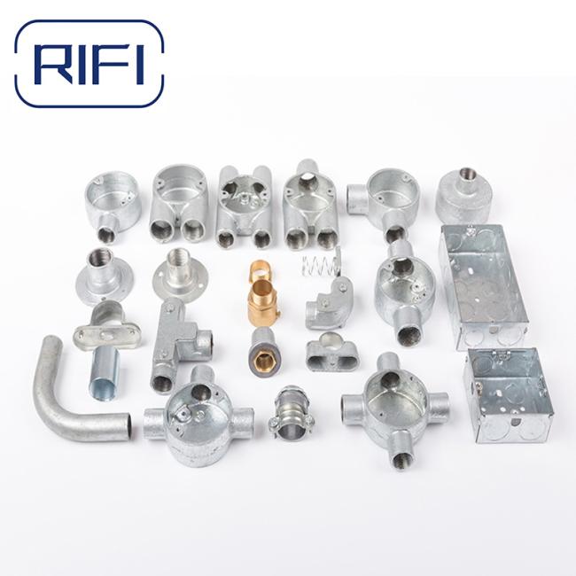 BS4568 Electric Conduit Fittings Galvanized Malleable Iron Circular Boxes 3 Way Electrical Round Box