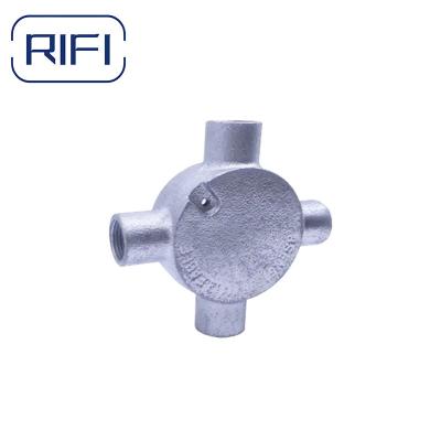 China GI Circular Junction Box 4 Way Malleable Iron Electrical Metal Enclosure Box for sale