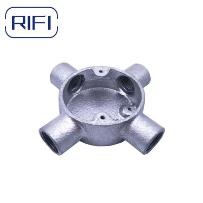 China GI Circular Junction Box 4 Way Malleable Iron Electrical Metal Enclosure Box for sale