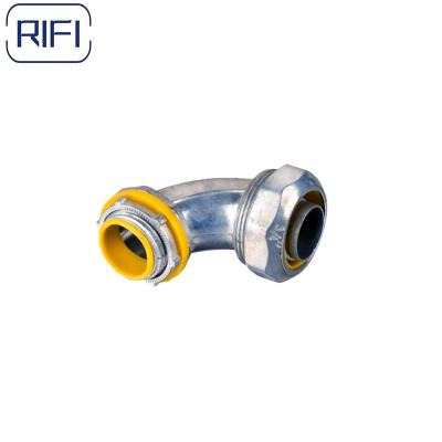 China 3 / 4 Inch Liquid Tight Conduit 90 Degree Zinc Connector For Bond Enclousure and Pipe for sale
