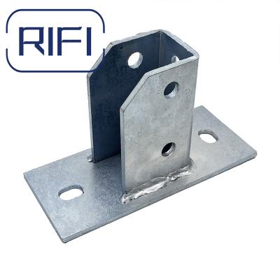 China RIFI Strut Channel Fitting Carbon Steel Galvanized Single Channel Post Base Solar Bracket for sale
