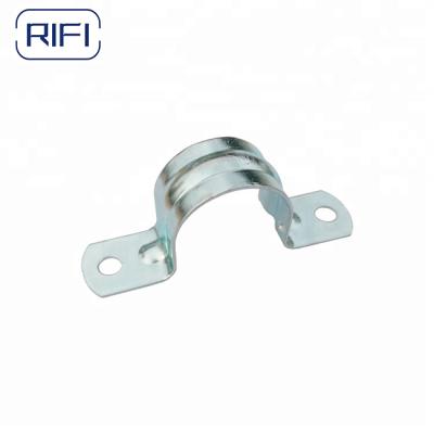China Galvanized Steel EMT Conduit Strap 2 Hole Saddle Clamp for Wall Application 1/2"-4" Size Range for sale