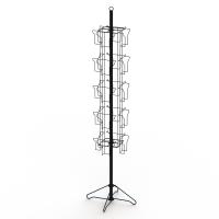 China Wire Base Spinner Pockets Rotatable Black Metal Book Display Stand for sale